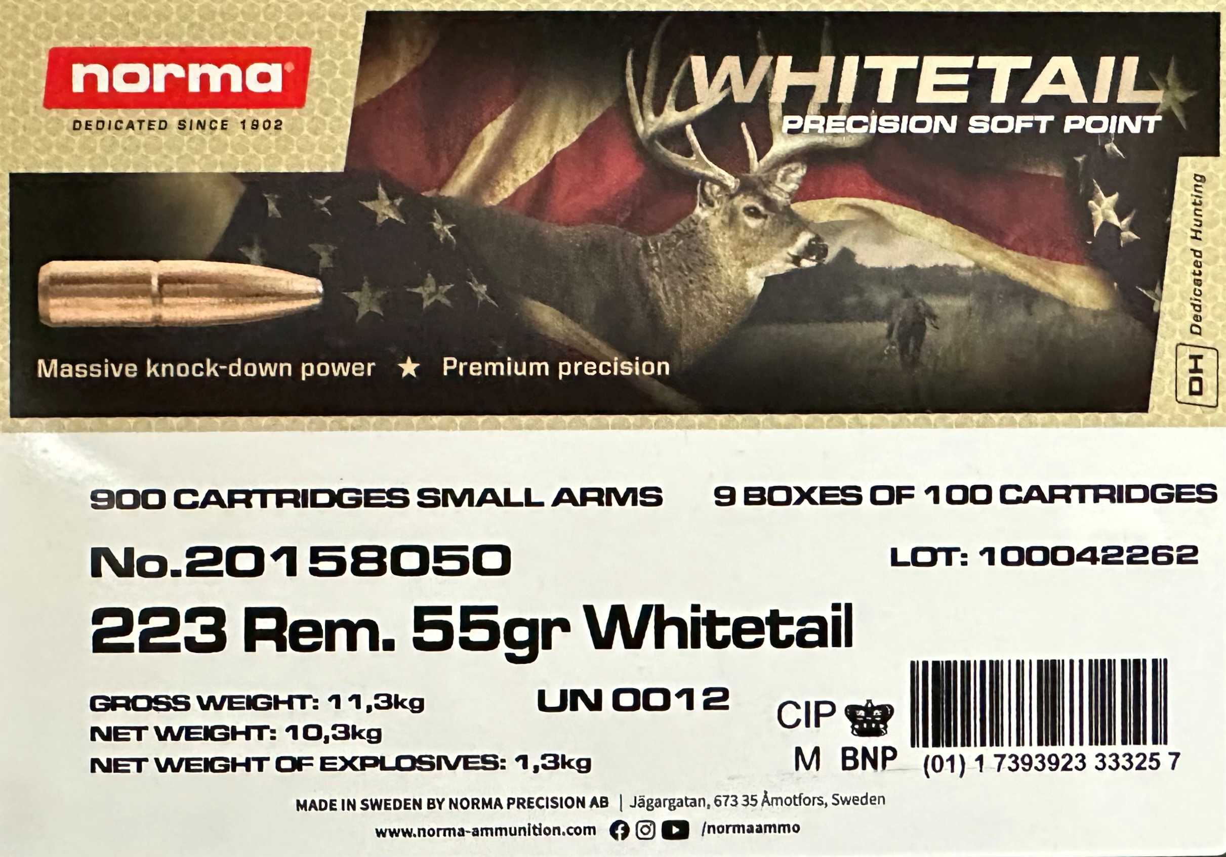 Norma .223 Whitetail 55 gr Soft Point 900 Ammo Box - Fisher Firearms